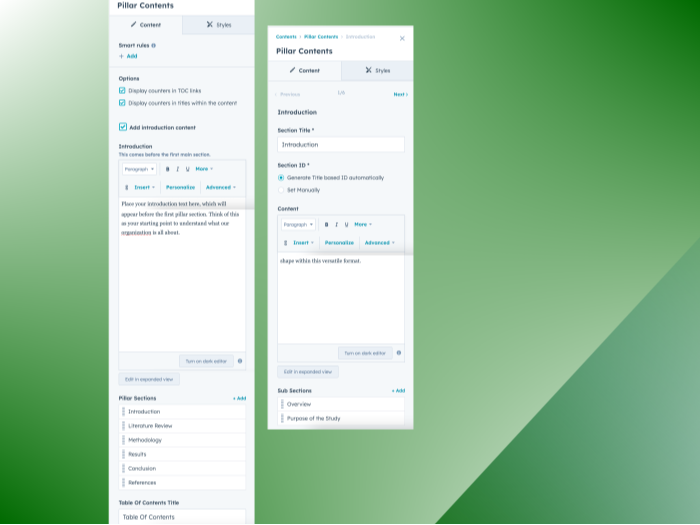 Pillar Contents Module by ClearPivot